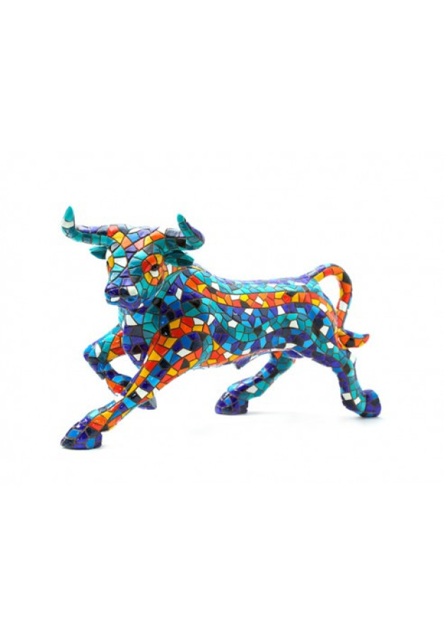 Figura Toro Mosaico Azul, Barcino Design, 14cm